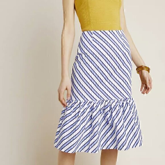 Anthropologie | Skirts | Maeve Ryanne Flounced Midi Skirt 6 | Poshmark